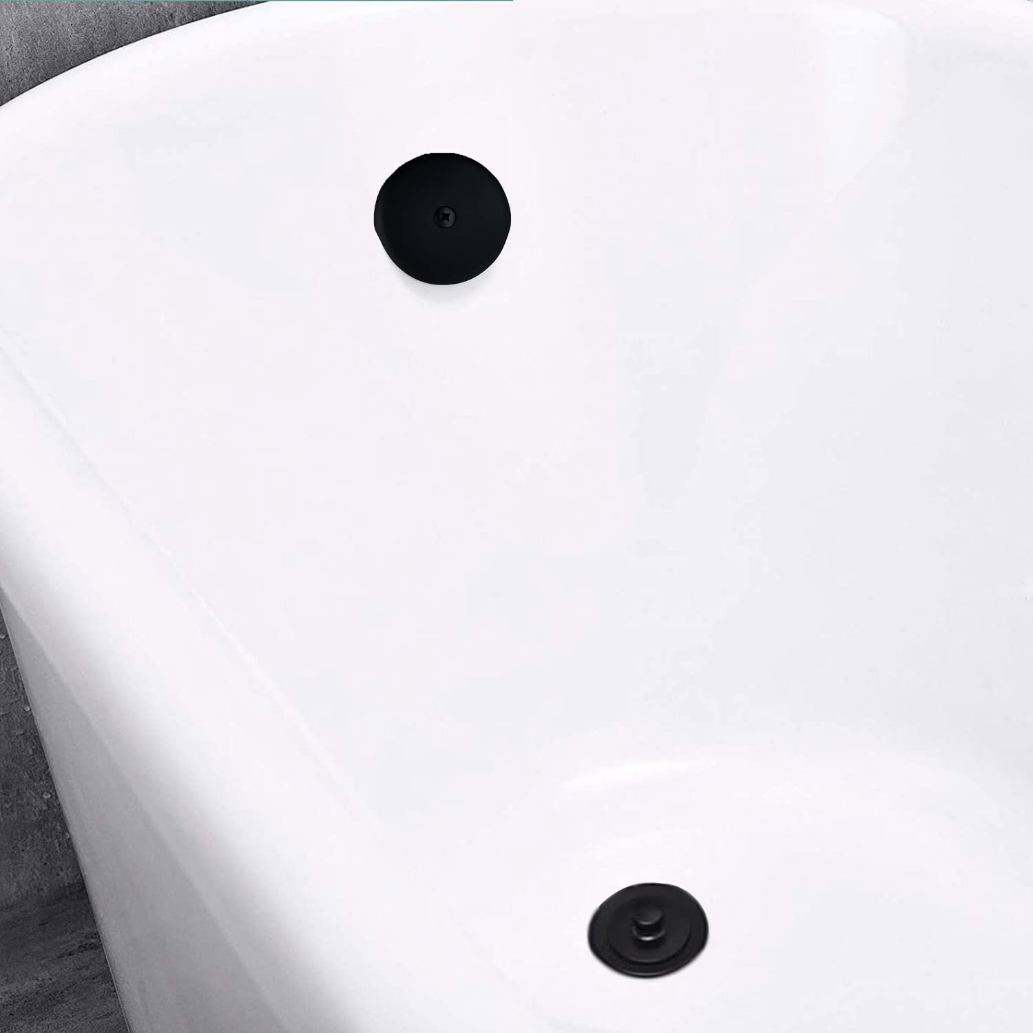 Lift and Turn Bathtub Drain Stopper with 1 Hole Faceplate Cover Bath tub Overflow Kit Assembly Strainer and Screw, Polished Chrome Finish