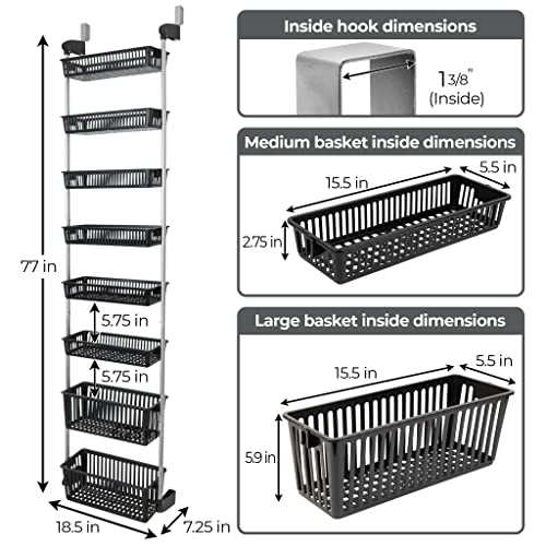 Smart Design Over-the-Door Organizer for Storage β Perfect for Pantry Organization, Bedroom, Bathroom Storage, Playroom, or Kitchen - Adjustable Steel Frame with 8 Baskets & Wall Mount β Black