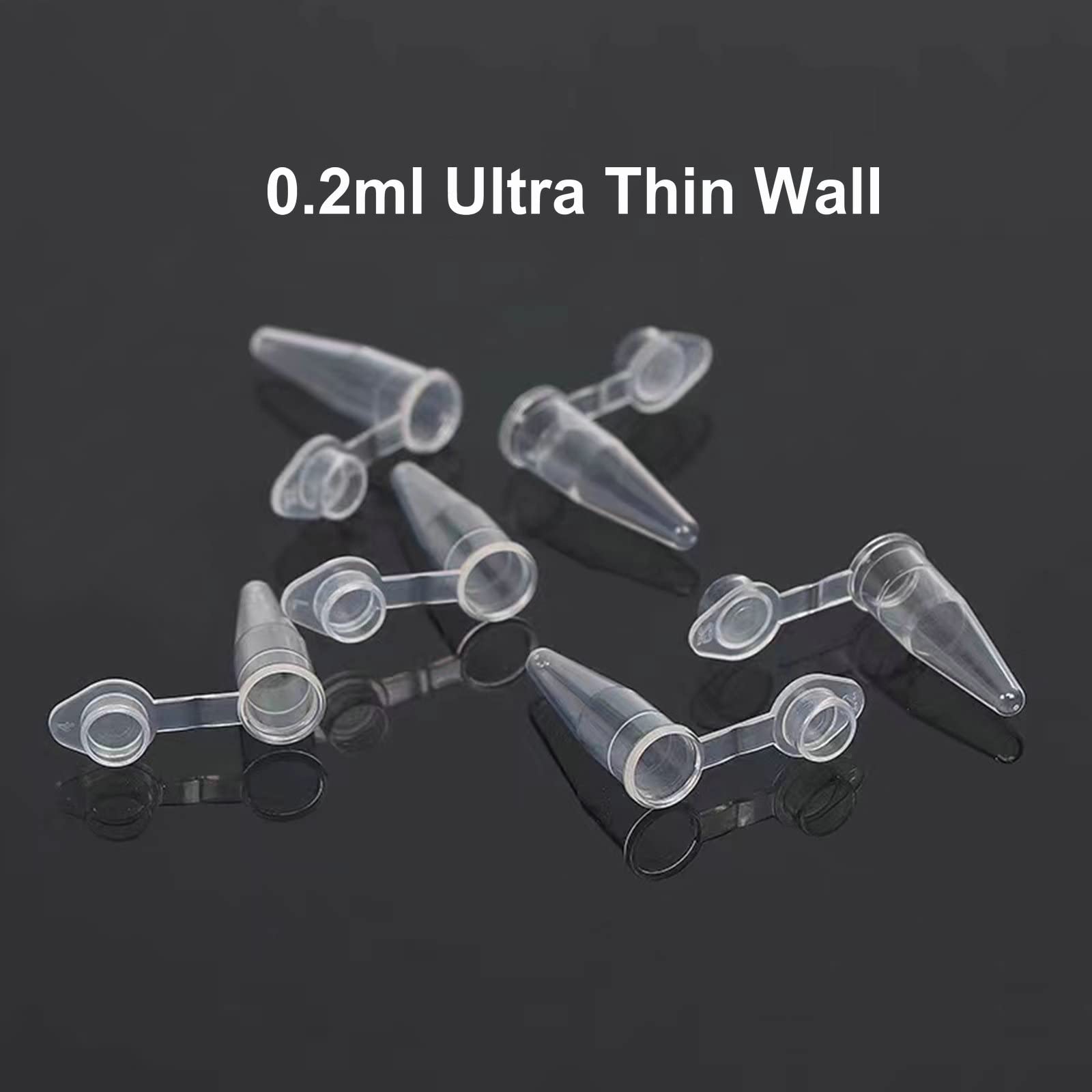 PCR Tubes - 0.2ml PCR Tube with Flat Caps, Ultra Thin Wall, DNase/RNase Free,Pack of 1000