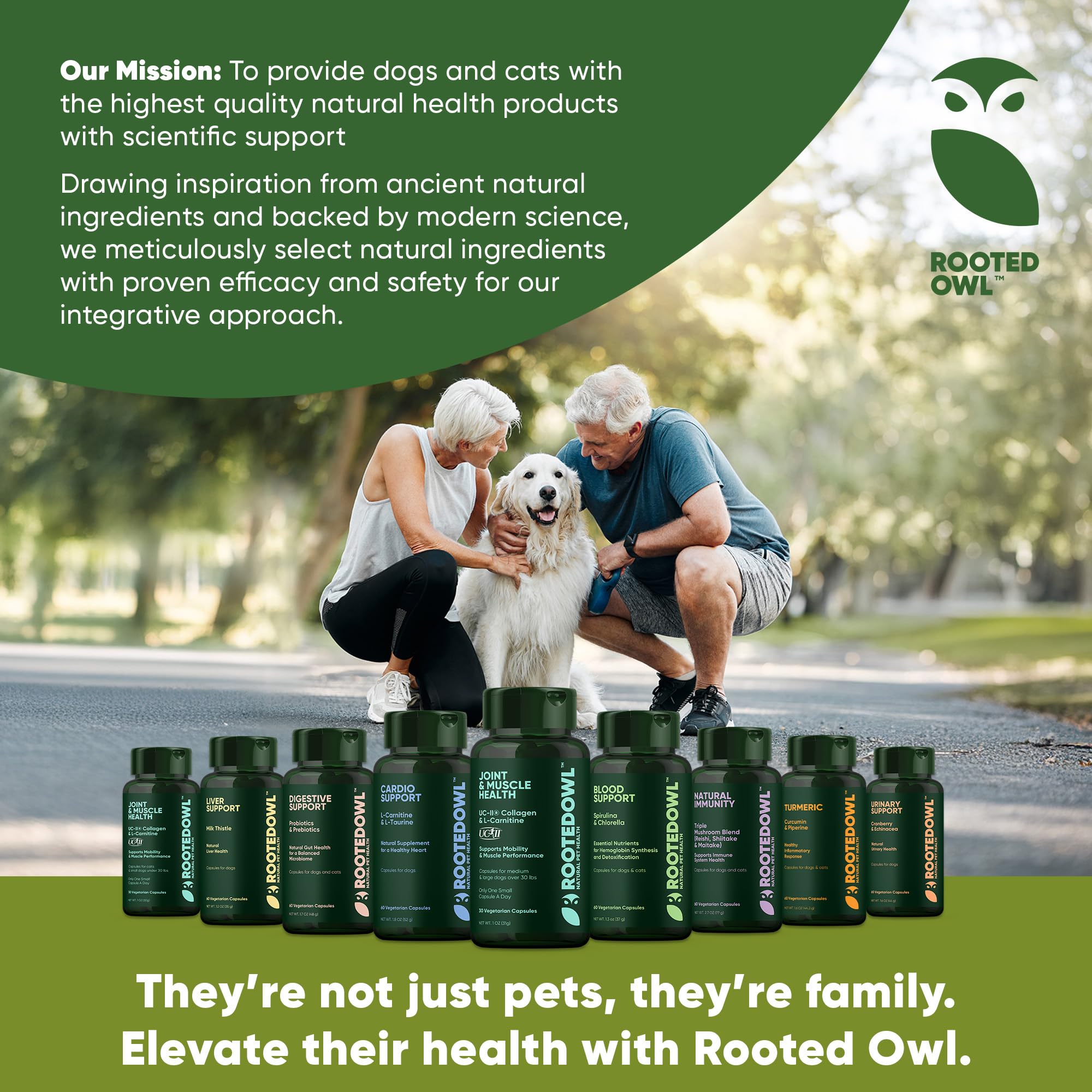 Rooted Owl Joint and Muscle Health - Hip and Joint Supplement for Dogs with UC-II Type II Collagen and L-Carnitine - Medium and Large Dog Joint Supplement - 30/ct