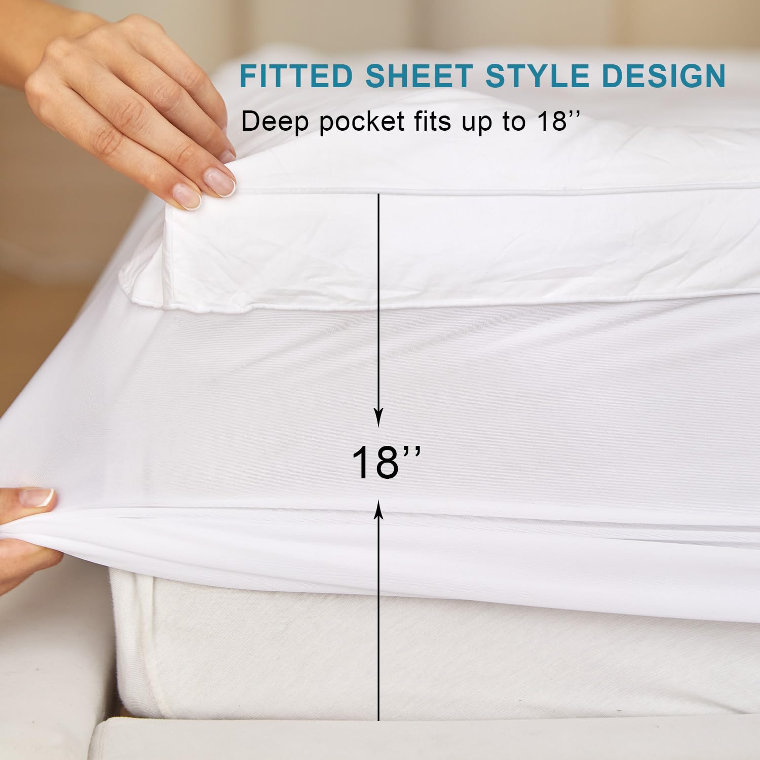 Royoliving Queen Size Mattress Topper Extra Thick Mattress Pads Cover Fluffy Soft Elastic Mattress Protector Cotton Top 18" Deep Pocket Cooling Breathable Mattress Topper (60x80 Inches)