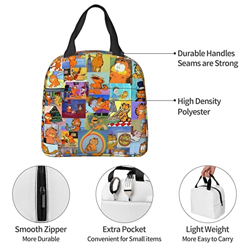lxiygzu Garfield Overload Lunch Bag Reusable Insulated Cooler Lunch Box Cute Leakproof Thermal Lunch Tote Bag For Work Picnic Beach Office