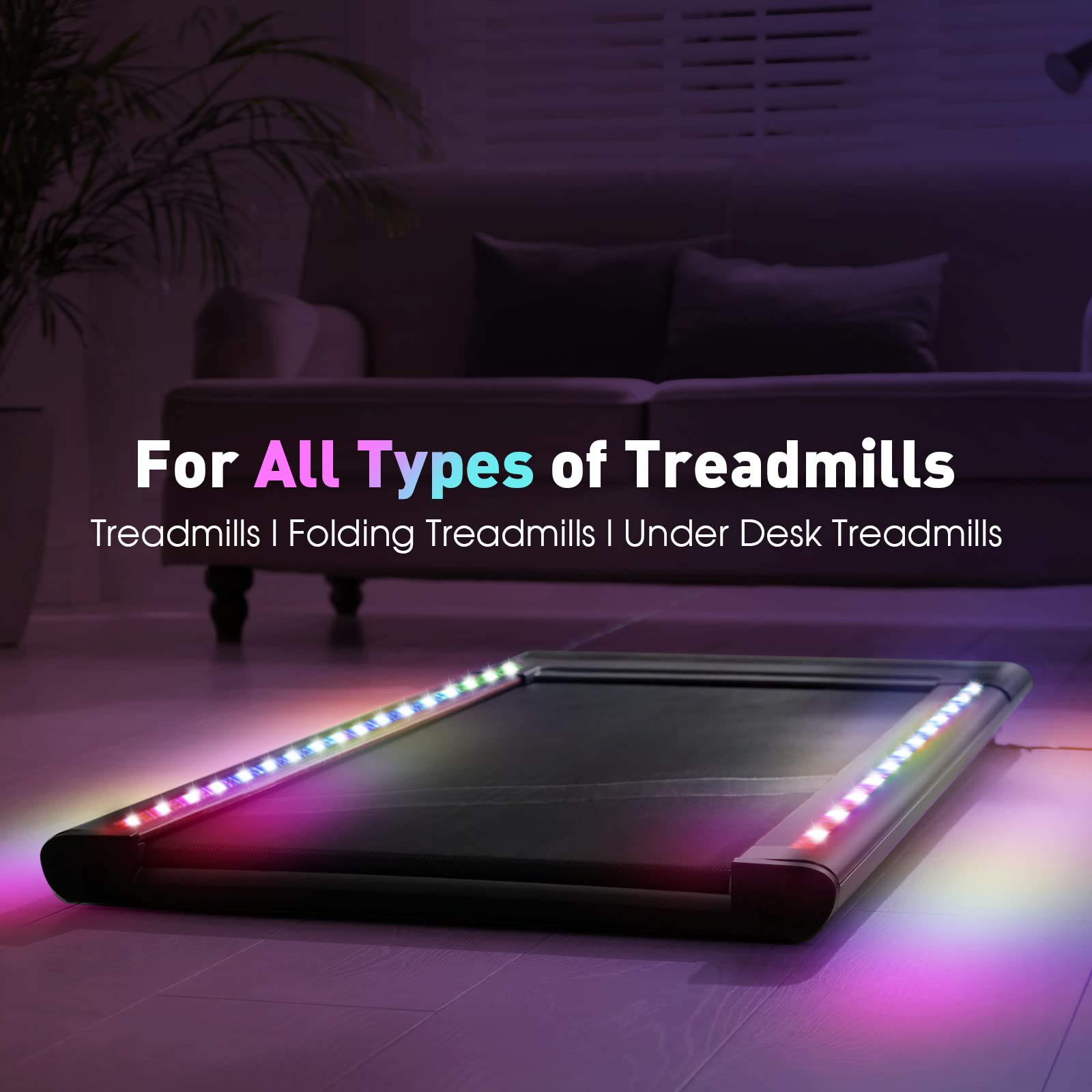 LFSMVT Treadmill LED Strip Lights, RGBIC Treadmill Lights with Bluetooth APP & Remote Control, Music Sync, Cuttable and Waterproof LED Lights for Treadmills, Walking Pad and Running Machine
