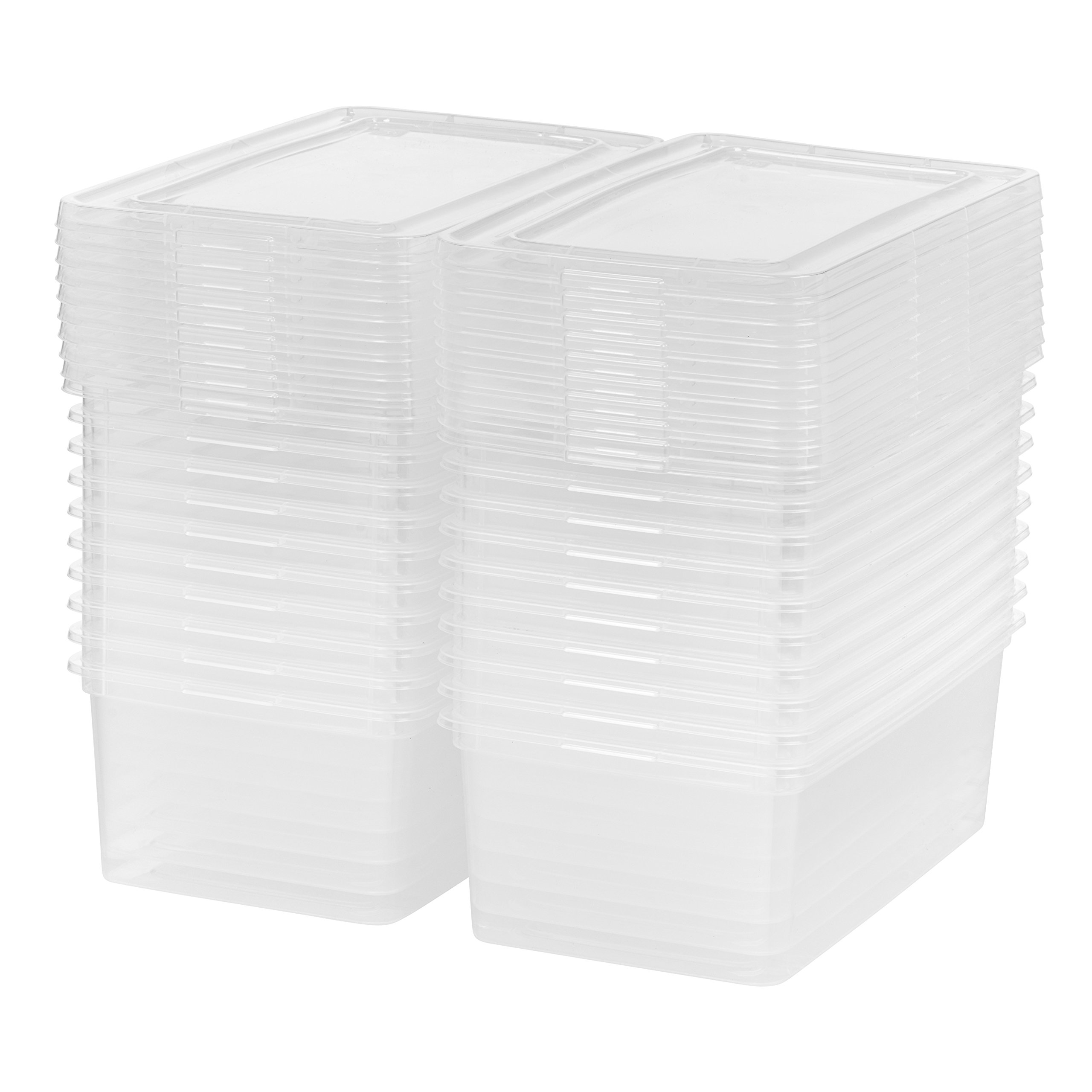 IRIS USA, Inc. TB-42 12 Quart Stack & Pull Box, Multi-Purpose Storage Bin, 6 Pack, Pearl & USA CNL-5 Storage Box, 5 Quart, Clear, 20 Pack
