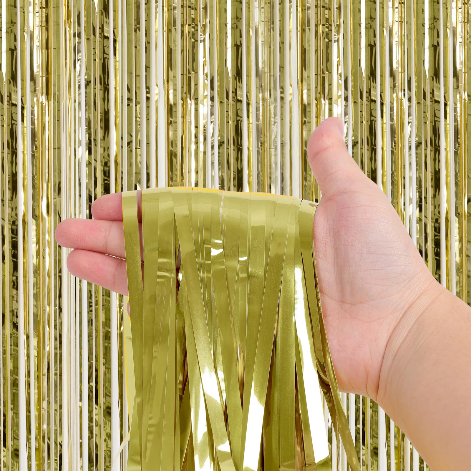 RUBFAC 3pcs 3.3x8.2 Feet Black Fringe Backdrop Curtains,Tinsel Streamers Black Party Decorations,Black Fringe Backdrop for Graduation Decorations Class of 2024