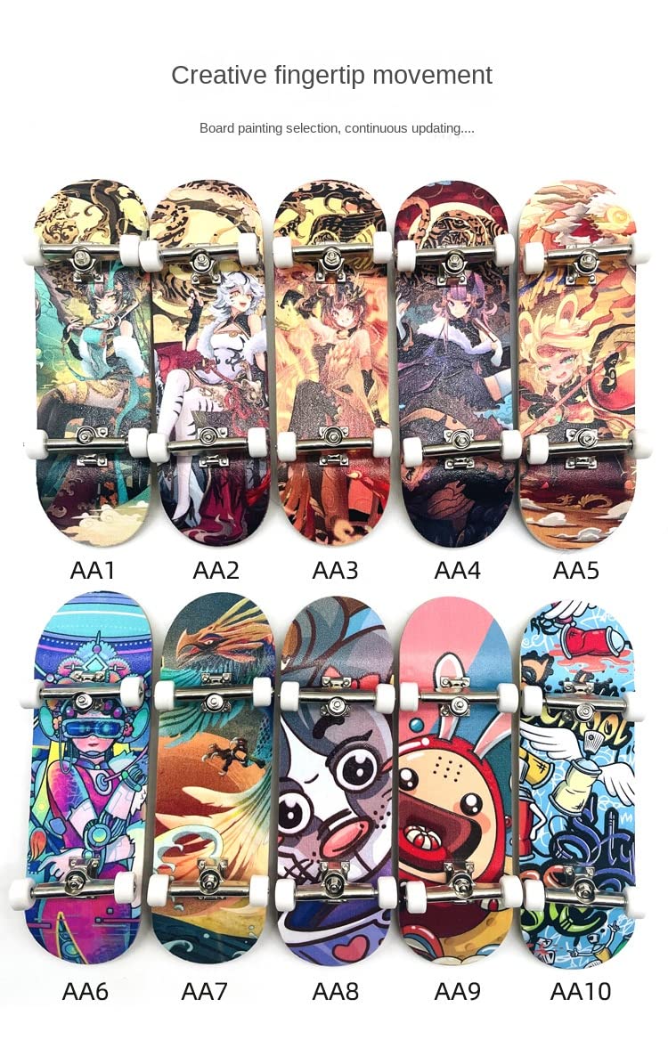 Maple Wooden Finger Skateboard, Professional Fingerboards Wheels with Bearings, Mini Fingerboard Finger Toy for Adults and Kids (AA6)