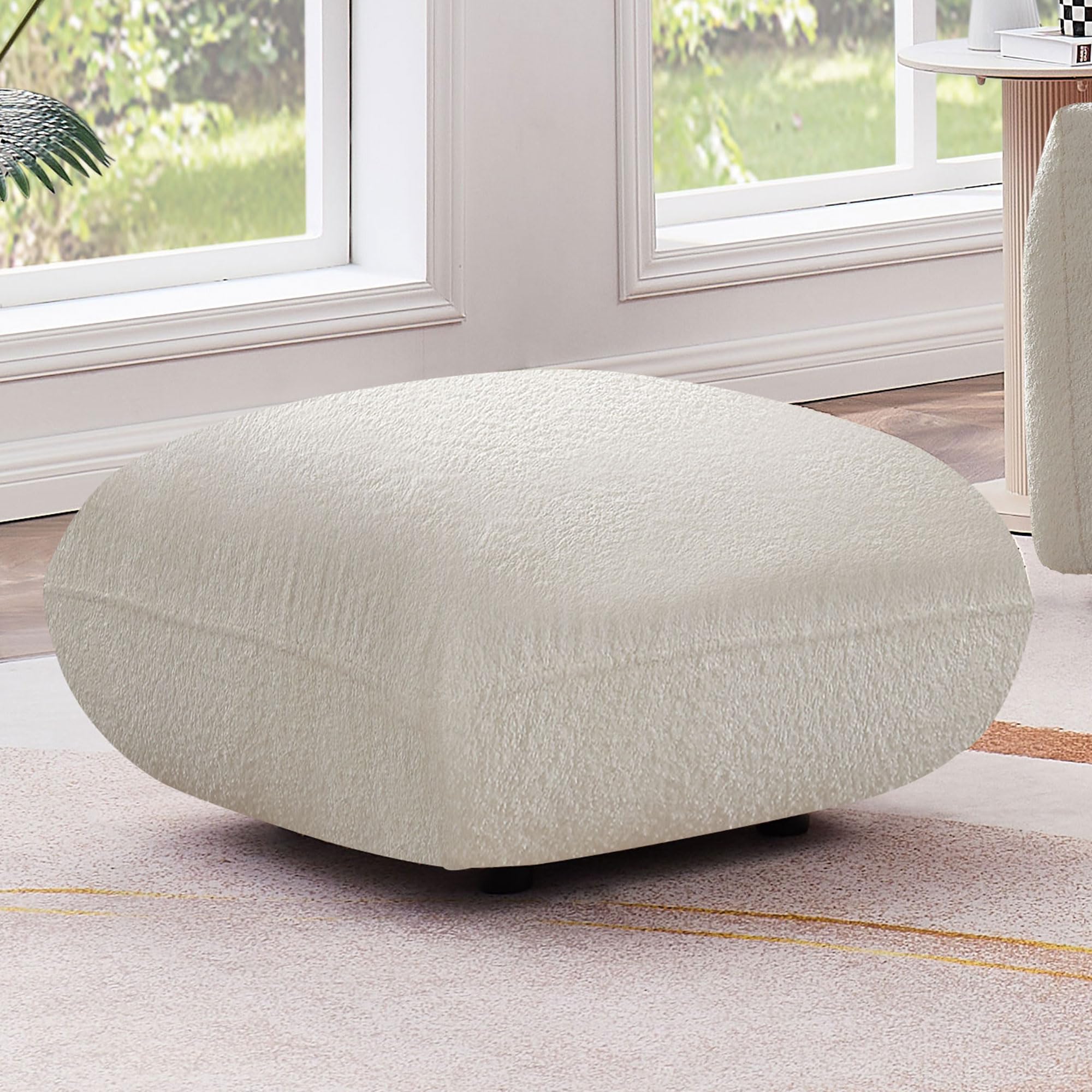 Nolohoo Sectional Sofa Cloud Couch, 102" Upholstered Boucle L-Shaped Deep Couch for Living Room, Comfy 4-Seat Overstuffed Couch with Movable Ottoman Pillows for Apartment (Cream, Boucle)