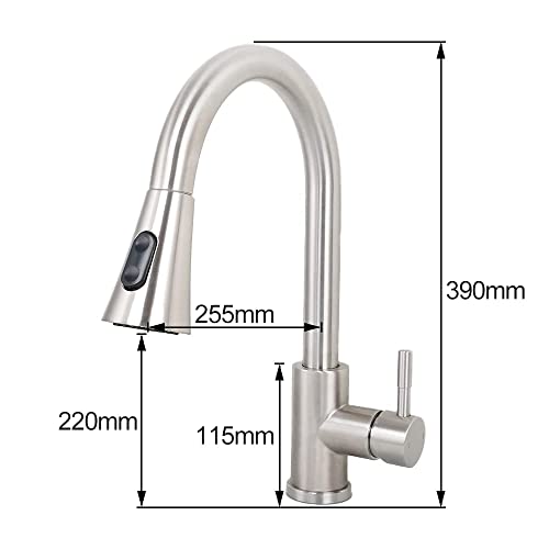 Kitchen Faucet with Pull Down Sprayer Brushed Nickel, High Arc Single Handle Kitchen Sink Faucet Without Deck Plate, Commercial Modern Stainless Steel Kitchen Sink Faucet (Brushed Nickle)