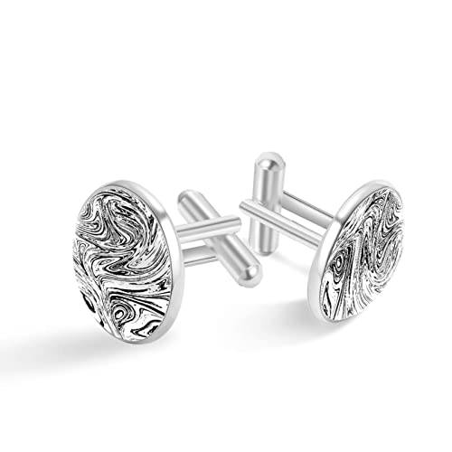 Marble Black White, Cufflinks and Studs Set for Tuxedo Shirts Business Wedding