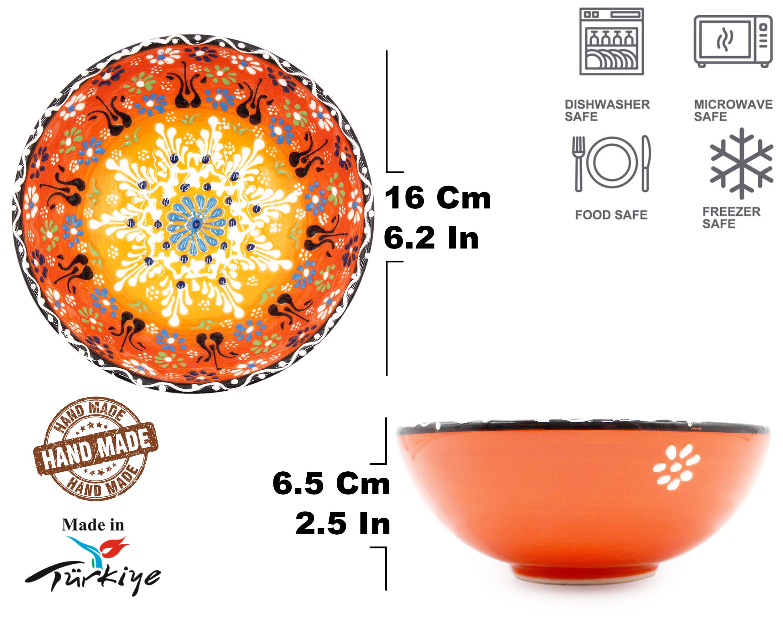 Küchengeräte 6.2" inc0 Hand-Painted Decorative Turkish Ceramic Bowl - Handcrafted Serving Bowl For Snacks Salad Noodle Cereal Rice Soup Pasta Serving - Best Gift Set
