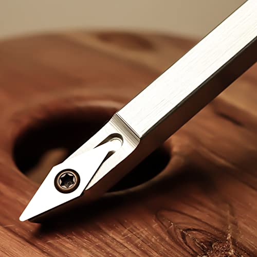 Mini Carbide Tipped Wood Lathe Turning tools Combo set Rougher Detailer Finisher with Wood Handle and Diamond Round Square Carbide Inserts,3pcs