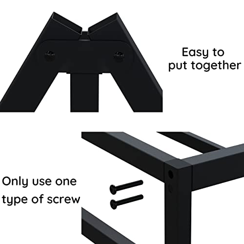 Richwanone 10 Inch Queen Bed Frame Metal Platform Mattress Foundation with Steel Slat Support, No Box Spring Needed, Easy Assembly, Black