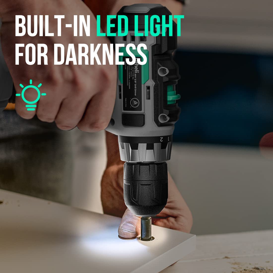 Litheli 20V Cordless Drill Combo Kit, 220 In-lbs Drill Driver and 1150 In-lbs Impact Driver with 2 x 2.0 Ah Batteries and 2 x 1H Fast Chargers, Pack of 2