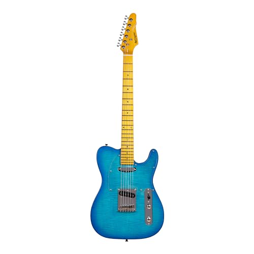 Leo Jaymz ResonanceX Pro Electric Guitar with Flame Maple Top - High Gloss Mahogany Body and Hard Maple Neck - High Transparent Acrylic Pickguard - Highly Output Alnico V Pickups