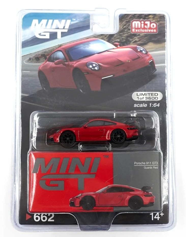 True Scale Miniatures Model Car Compatible with Porsche 911 (992) GT3 Guards Red 1/64 Diecast Model Car MGT00662