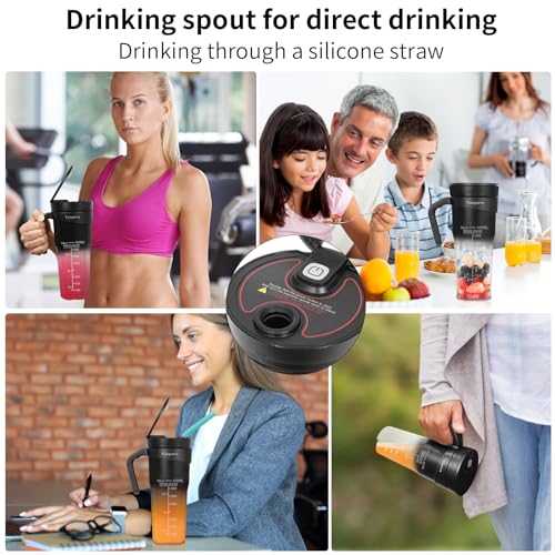 Vaeqozva Portable Blender-Personal Blender USB Rechargeable for Shakes and Smoothies Mini Blender Smoothie Maker on the Go Blender Cup with 6 Blades 16Oz Small Fruit Blender Home Travel Sports Gym