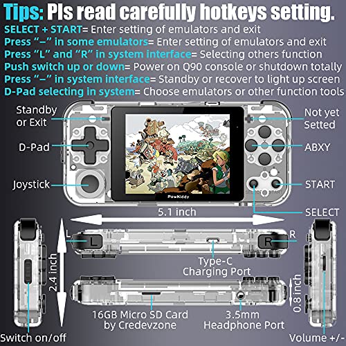 Q90 Handheld Game Console 3 inch Retro Handheld Video Games Consoles Built-in Classic Games Rechargeable Battery Portable Style Hand Held Game Consoles System Transparent