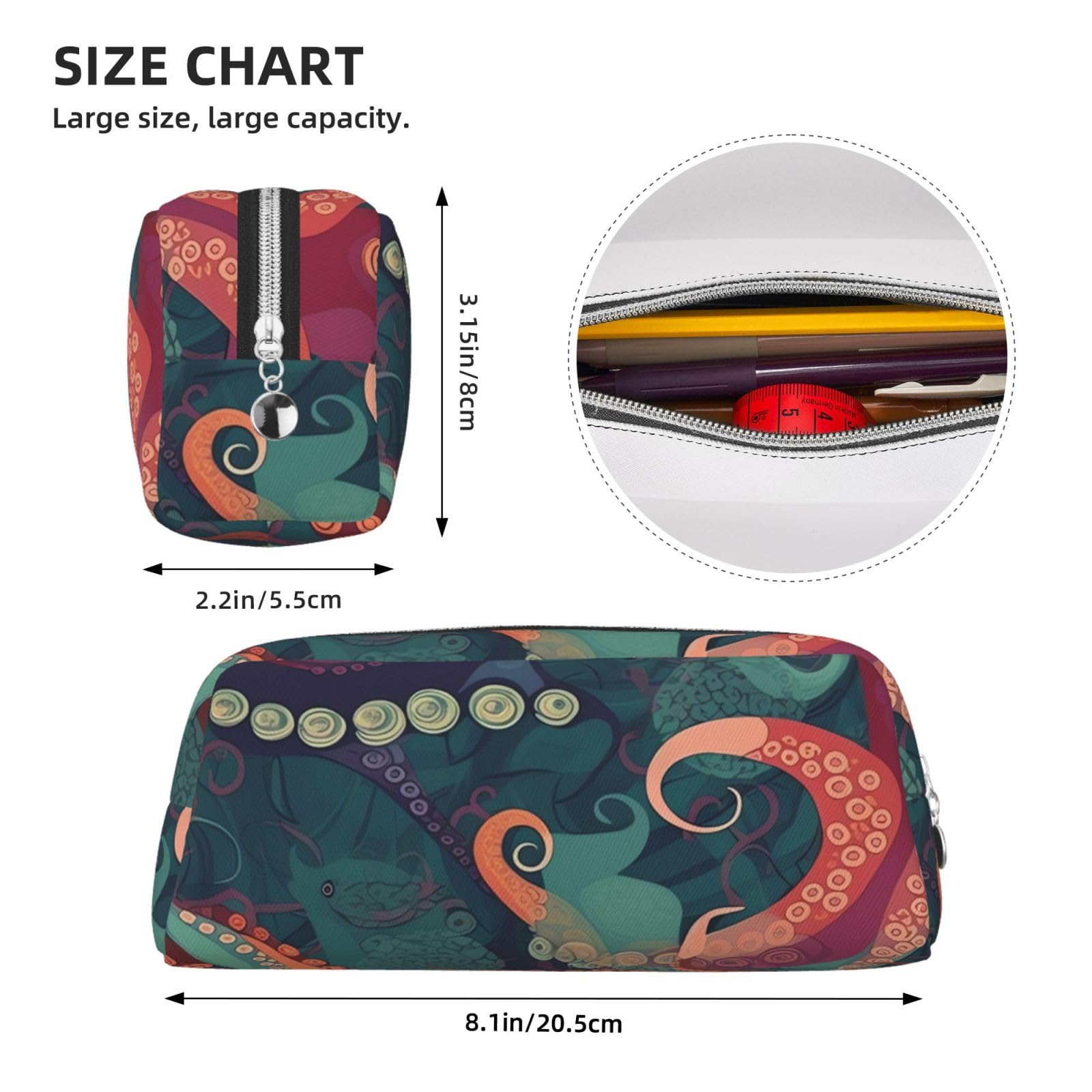 NTVOWPZO Capacity Pencil Case Large Pencil Pouch Abstract Octopus Pencil Bag for Office Small Zipper Pouch for Pencils