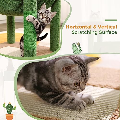 Meow Sir Cactus Cat Tree for Large Cats 53 Inches Multilevel Cat Tower with Large Hammock Super Spacious Condo and Wide Padded Perch Scratching Posts and Pad for Indoor Cats-Large Cactus