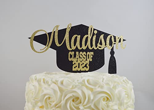 Personalized 2023 Graduation Cap Glitter Paper Party Cake Topper