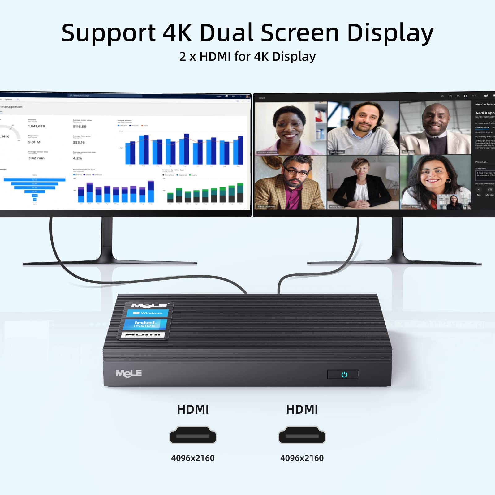 MeLE Mini PC Fanless Quieter3Q Windows 11 Pro N5105 8GB/256GB, Mini Computer Dual HDMI 4K 2.4G/5G Wi-Fi 6 BT5.2 Micro PC Support M.2 SSD Gigabit Ethernet on Business Industrial IoT Office Home