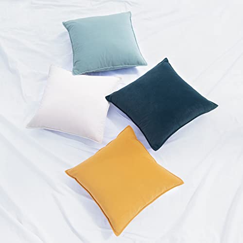 MONDAY MOOSE Decorative Throw Pillow Covers Cushion Cases, Set of 4 Soft Stonewashed Velvet Modern Designs, Mix and Match for Home Decor, Pillow Inserts Not Included (18x18 inch, Green/Orange)