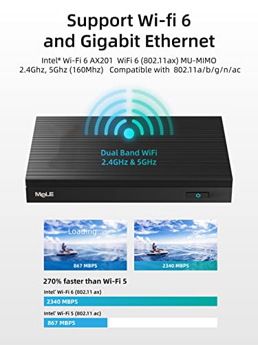 MeLE Quieter3Q Fanless Mini PC Celeron N5105 8GB 256GB, Windows 11 pro Tiny Desktop HDMI Gigabit Ethernet,Business Media Micro PC with Unlock Bios Auto Power on, SSD PXE VESA Mount