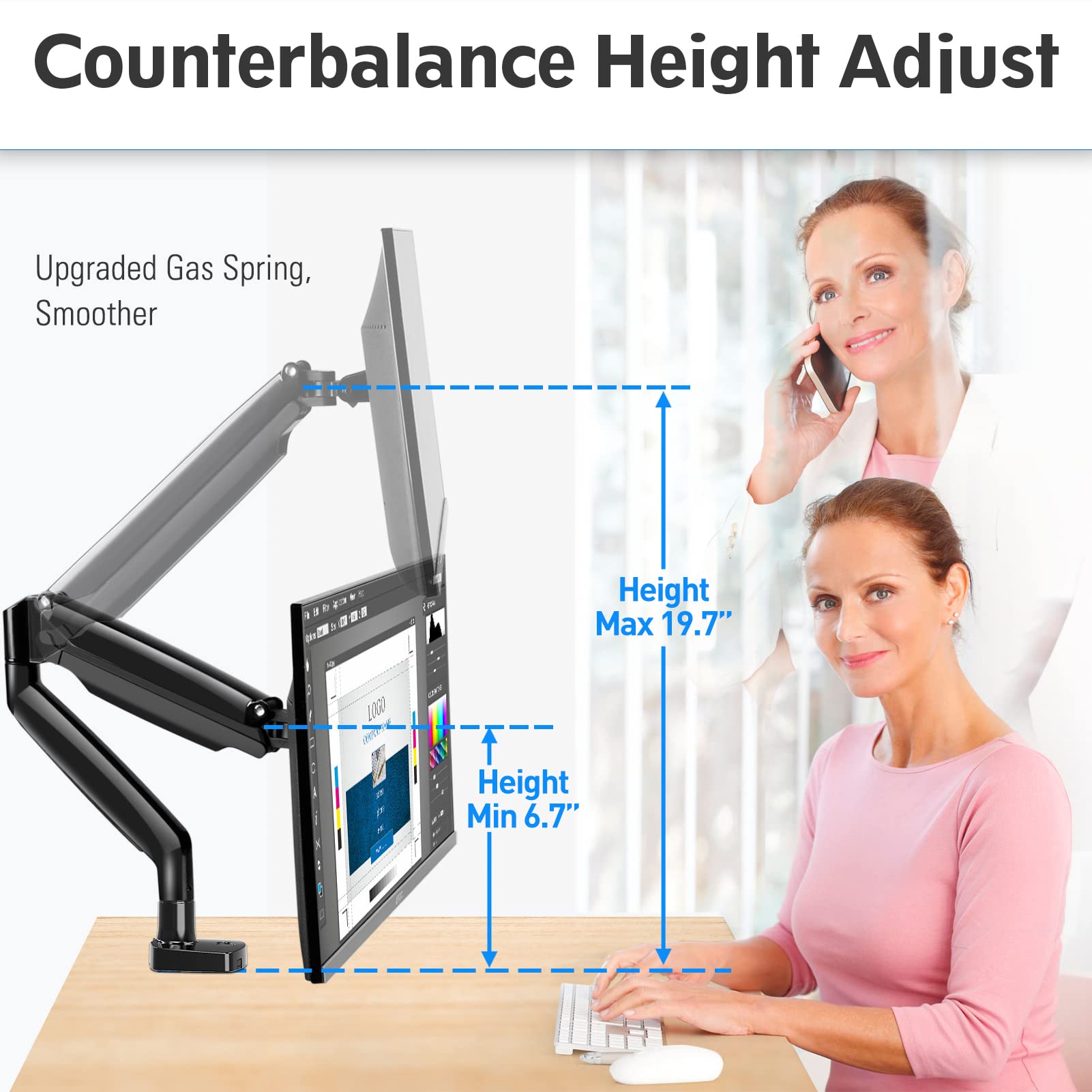 MOUNTUP Single Monitor Wall Arm & Ultrawide Single Monitor Desk Mount Bundle