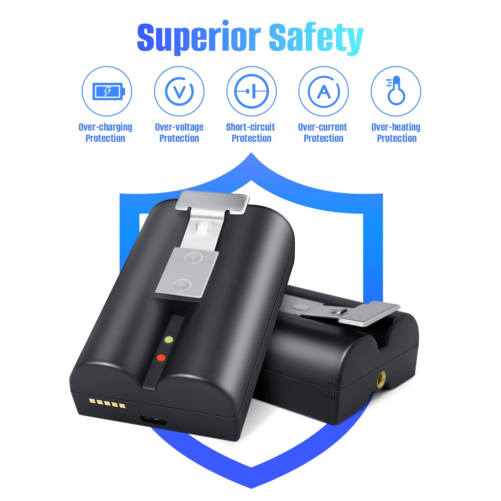 Necesa Rechargeable Battery R Video Doorbell 2/3/4 Replacement Camera Batteries 3.65V 6040mAh Cam Battery Upgraded Batteries Larger Capacity (2pcs)