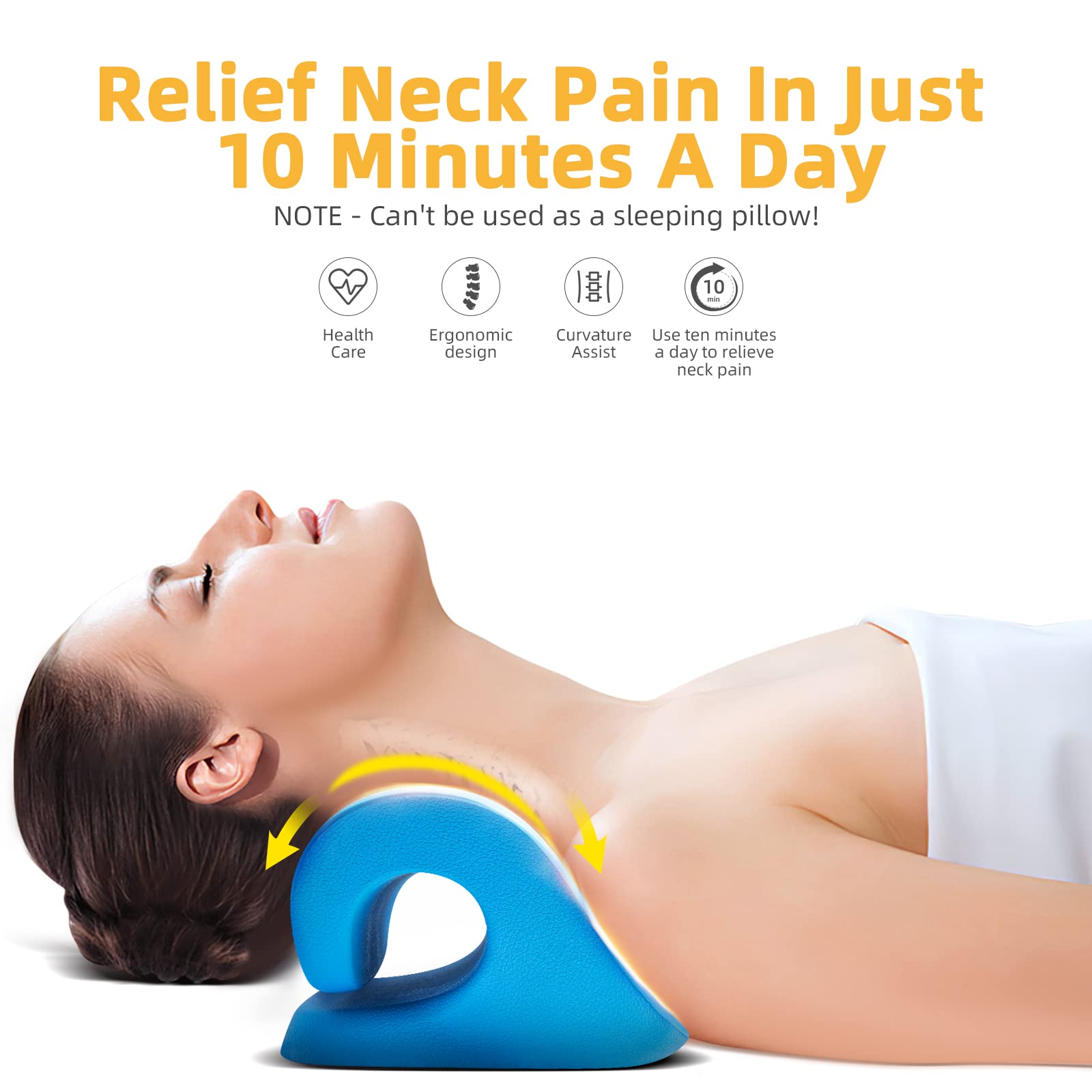 Neck Stretcher for Neck Pain Relief, Neck Hump Corrector Cervical Traction Device, Neck and Shoulder for TMJ Pain Relief and Cervical Spine Alignment - Blue