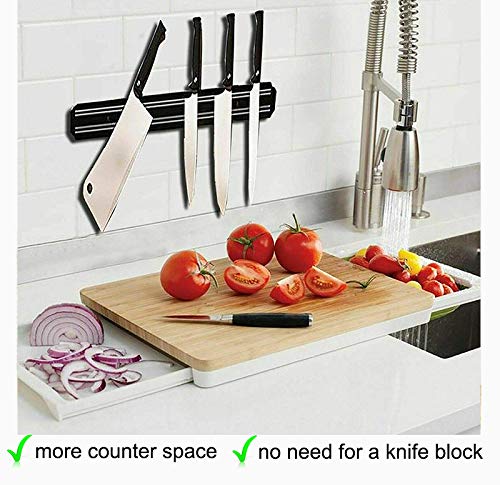 Magnetic Knife Strip Holder Rack Tool Bar Magnet 15 Inch Multipurpose Magnetic Knife Rack Strong Powerful Kitchen Storage Display Organizer Easy Install Secure Laundry Garage Workshop Shed