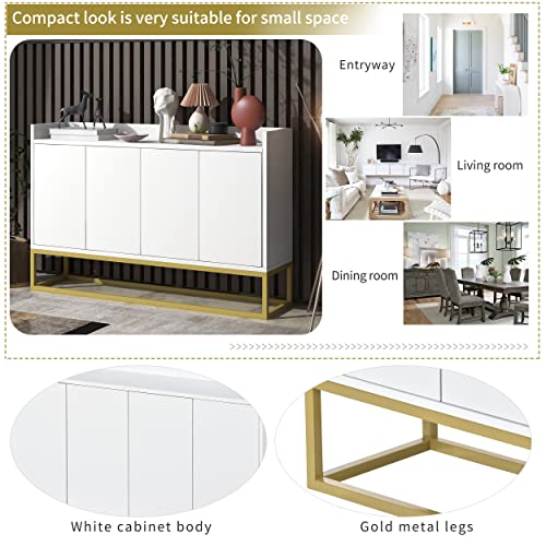 Merax Modern Sideboard Elegant Buffet Cabinet with Large Storage Space for Dining Room, Entryway, White
