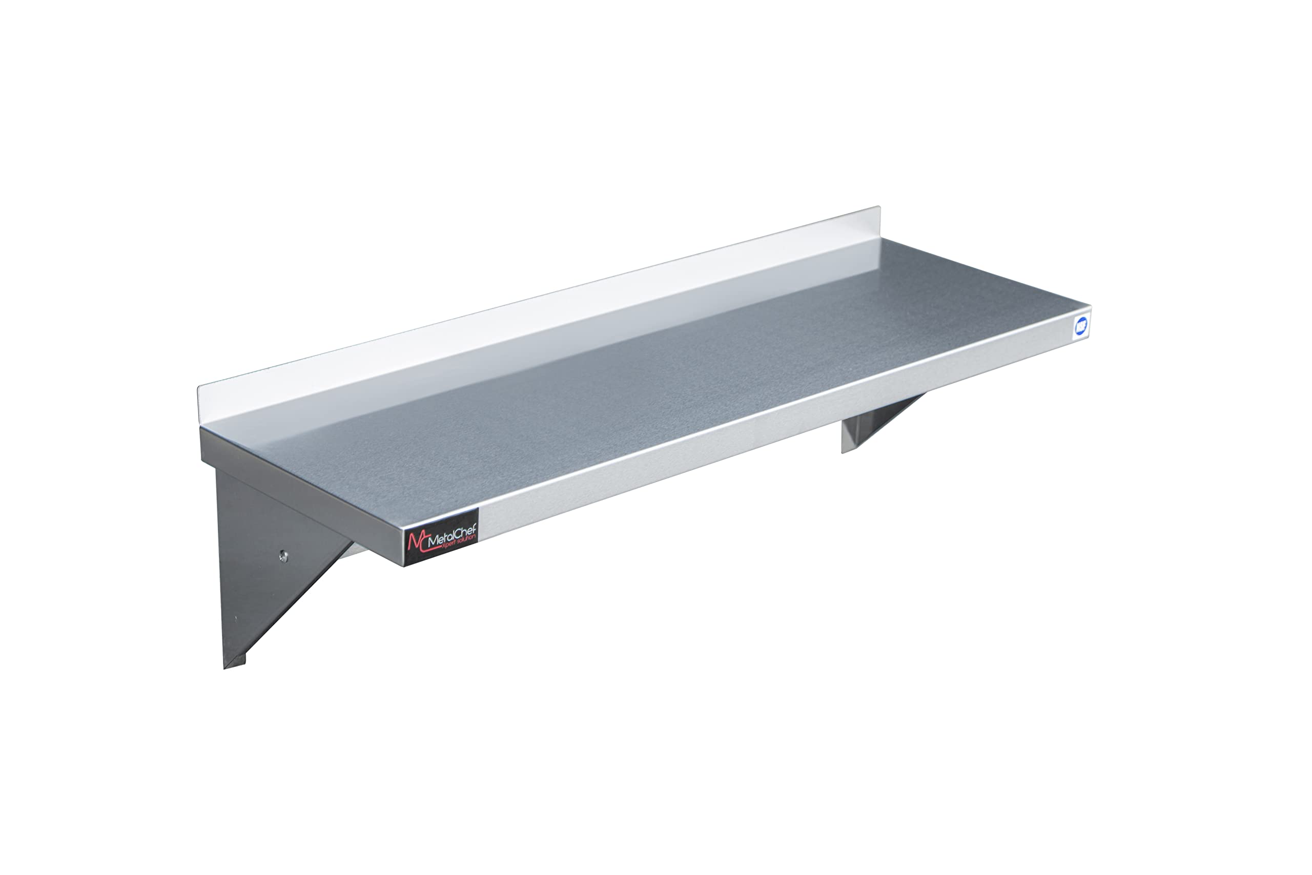 METALCHEF, Stainless Steel Wall Shelf with backsplash 12β D x 48β W| Metal Shelf for Kitchen, Restaurant, Garage and Laundry Room, Wall Mount NSF 18 GA