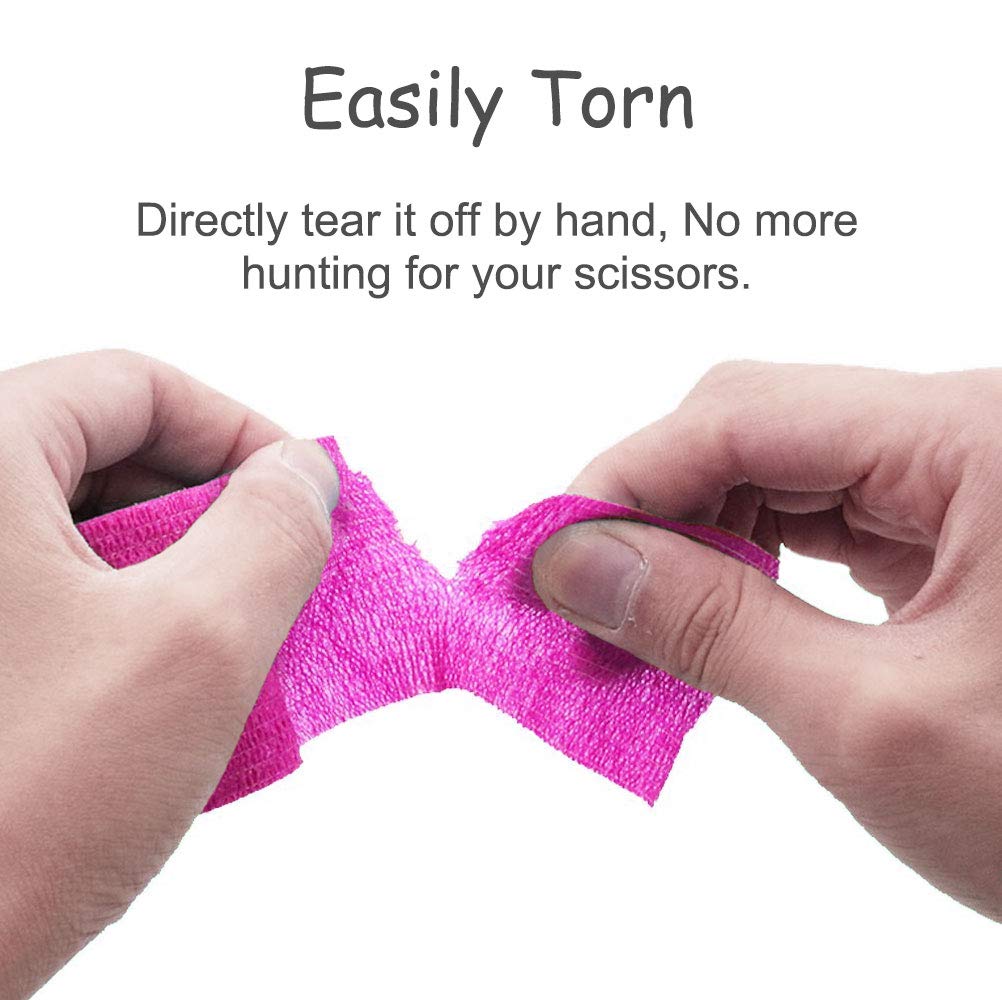 VideoPUP Tattoo Grip Cover Wrap,40PCS Disposable Cohesive Tattoo Grip Cover Elastic Bandage for Tattoo Machine Tattoo Grip Accessories(Phosphor Pink)