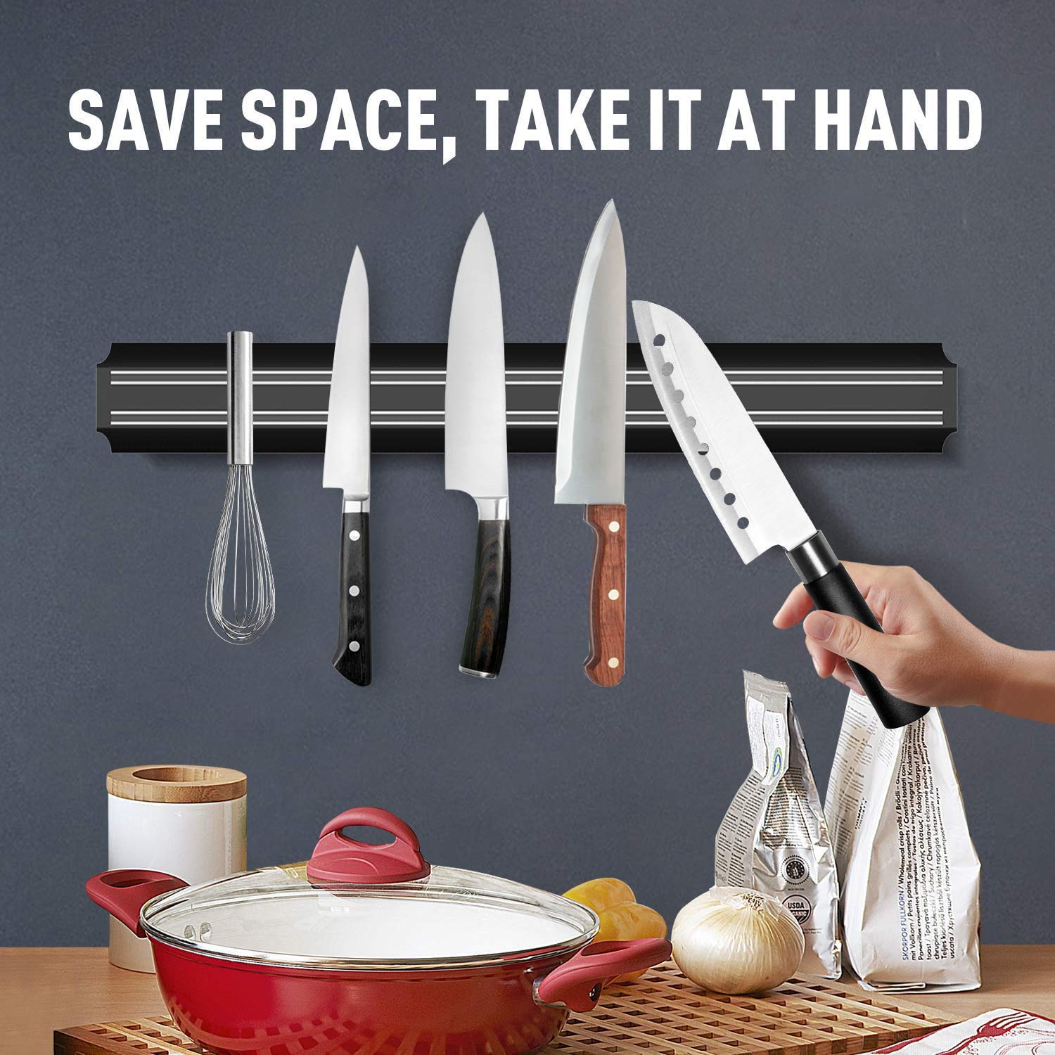 Magnetic Knife Strips,15 Inch Knife Storage Strip, Multi-Purpose Magnetic Knife Bar Rack Block for Kitchen Utensil Holder,Magnetic Tool Organizer, Home Organizer (2 Pack)