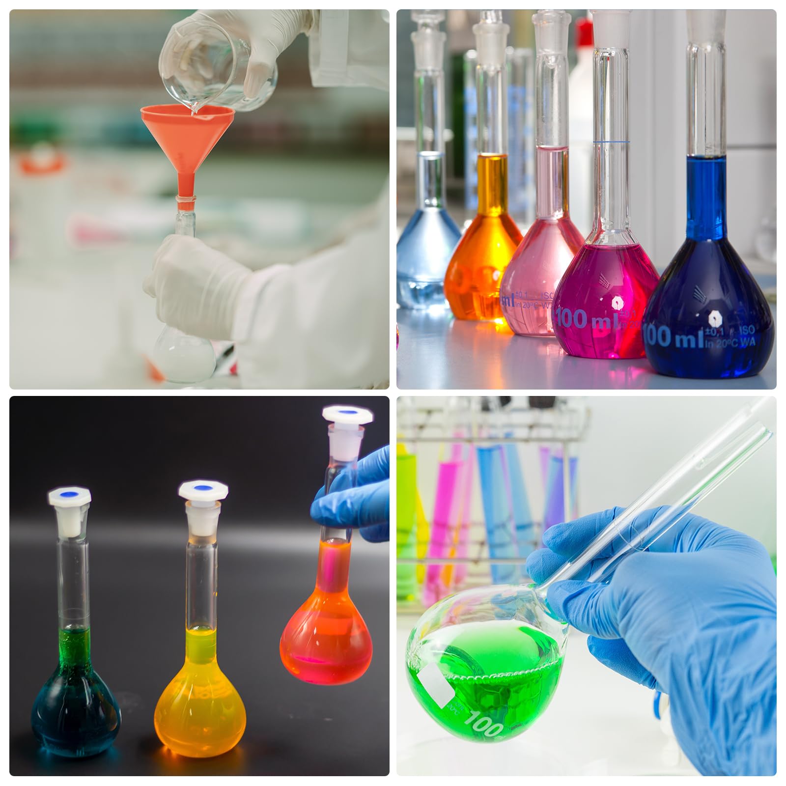 PATIKIL 5ml Volumetric Flask, 10Pcs 3.3 Borosilicate Glass Graduated Volumetric Measuring Flask with Glass Stopper Tolerance 0.22ml for Lab Experiment, Clear