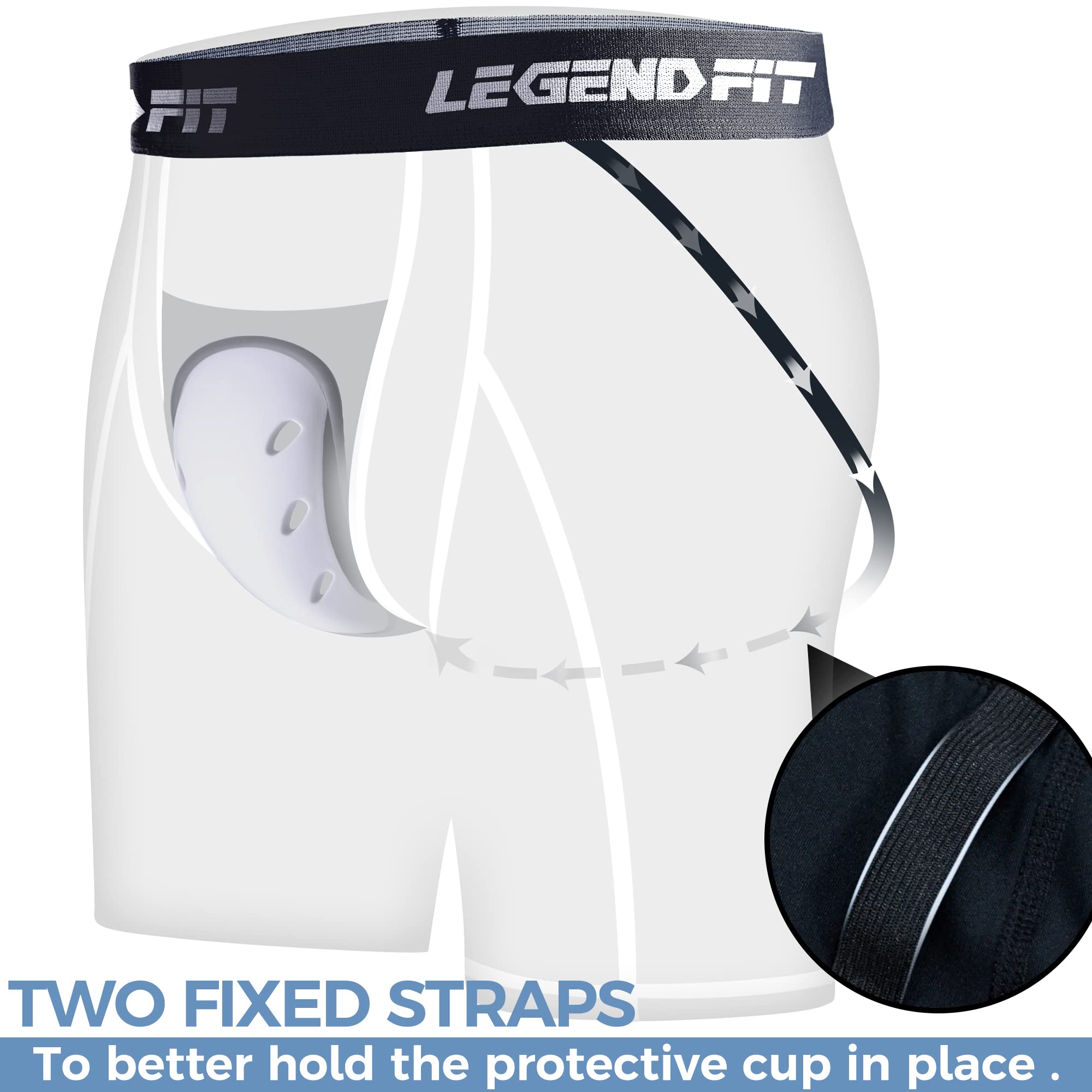 Legendfit Men Baseball Football Compression Shorts w/Cup Straps Protective Athletic Sliding Underwear Lacrosse Cricket