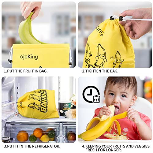 oJoKing Banana Storage Bag Extended Shelf Life,Keep Tt Longer Up To 2 Weeks Stop Food Waste,Washable Storage Bag Potato Sack Reusable Food Saver Bags Seed Sack Bags