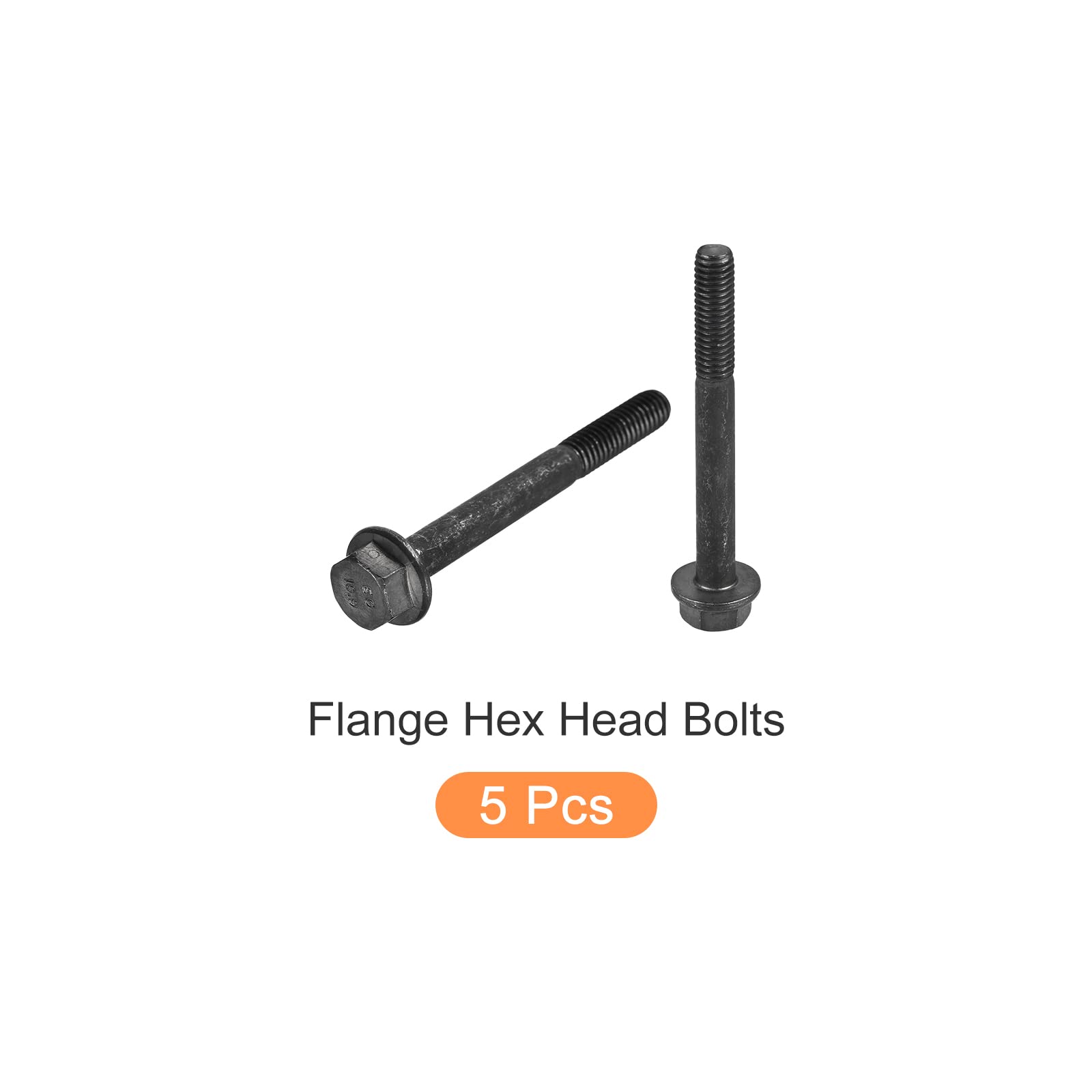 METALLIXITY Flanged Hex Head Bolts (M6x55mm) 5pcs, Hexagon Flange Bolt Half Thread Screw - for House Construction Hardware Fasteners