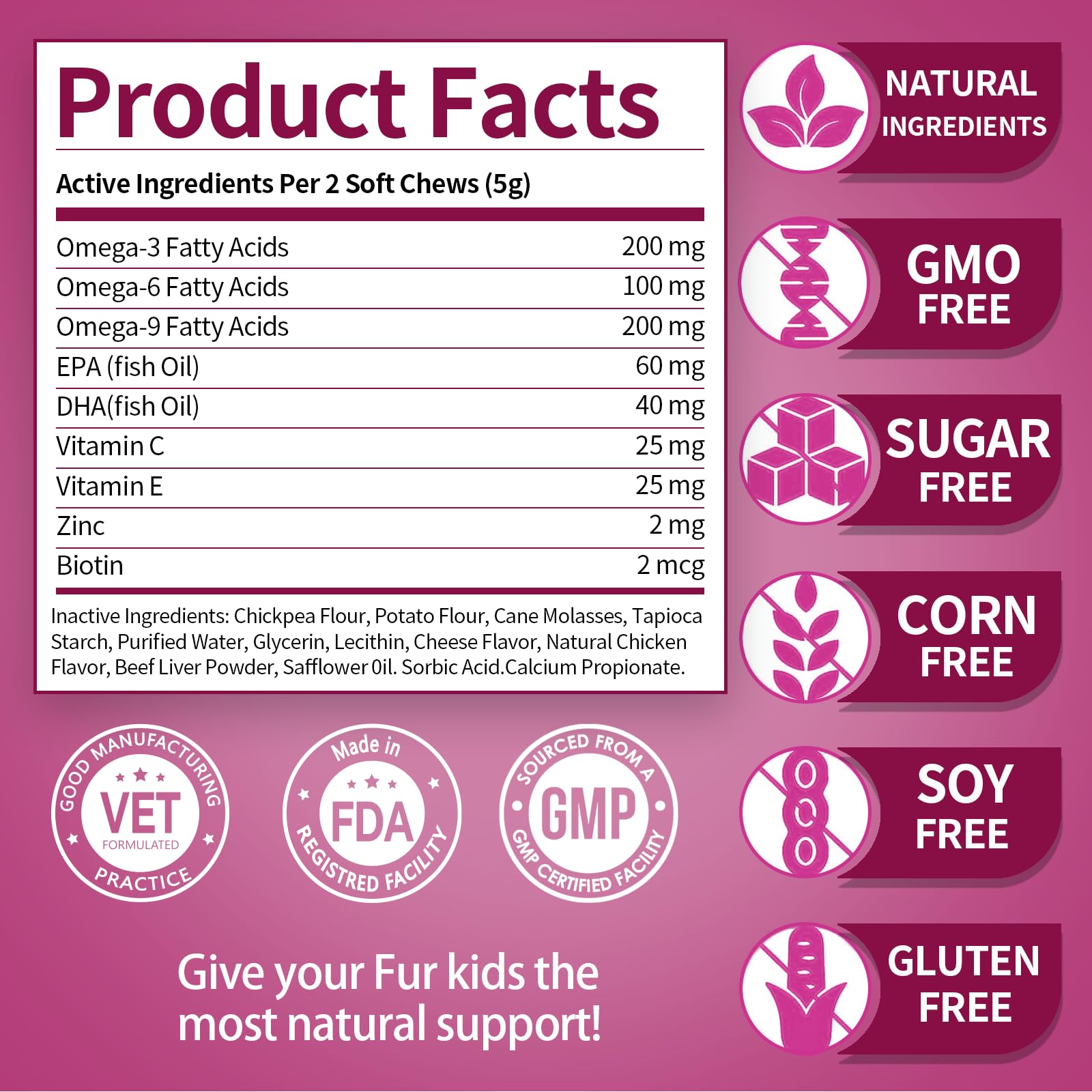 Nutra Kams Skin and Coat with Joint Support for Dogs, Chicken Flavor, 120 Chews, 10.58 oz,