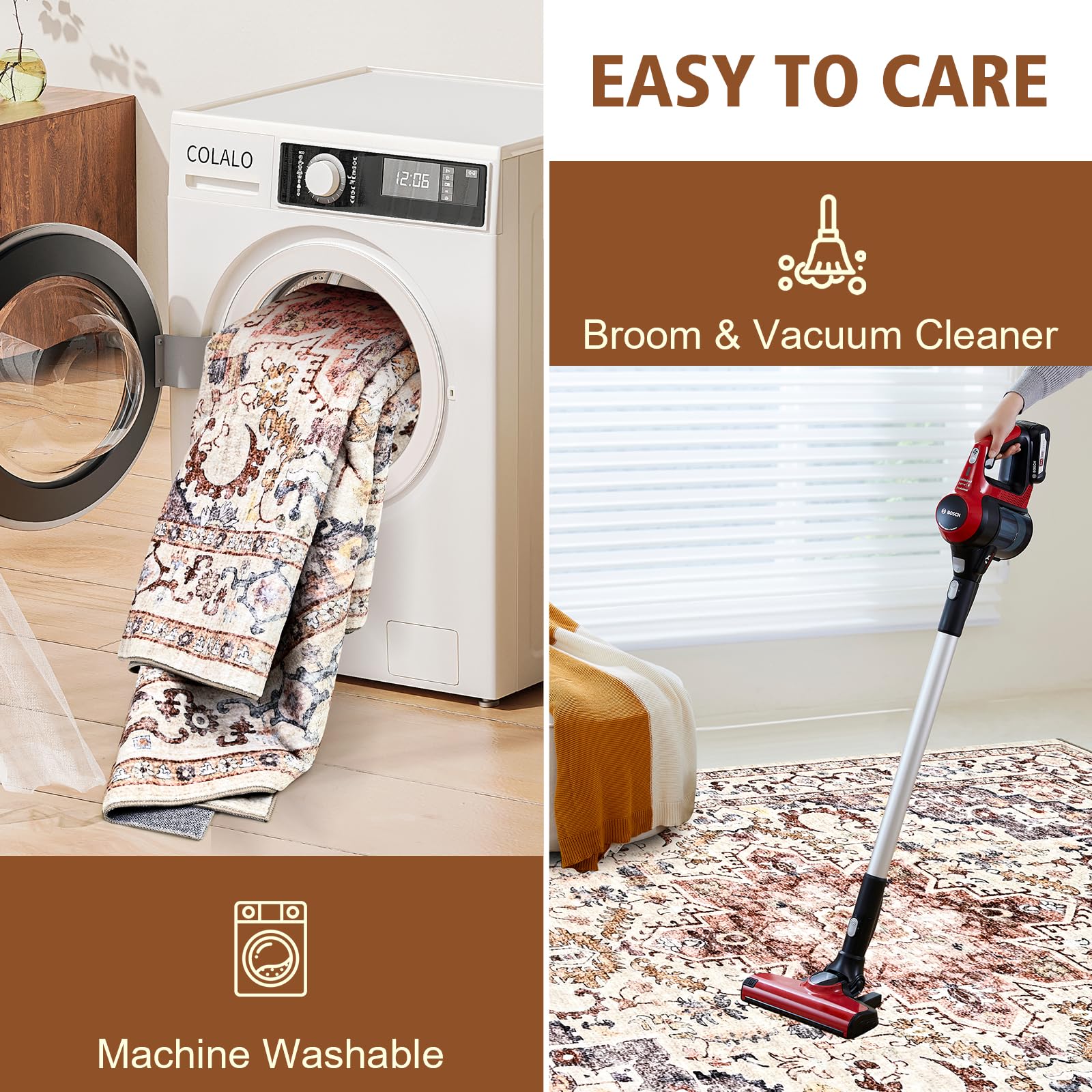 Seesing Area Rug 2x3, Machine Washable Non-Slip Rubberback, Area Rug for Entryway, Bedroom, Kitchen, Bathroom,(Red, 2'x3')