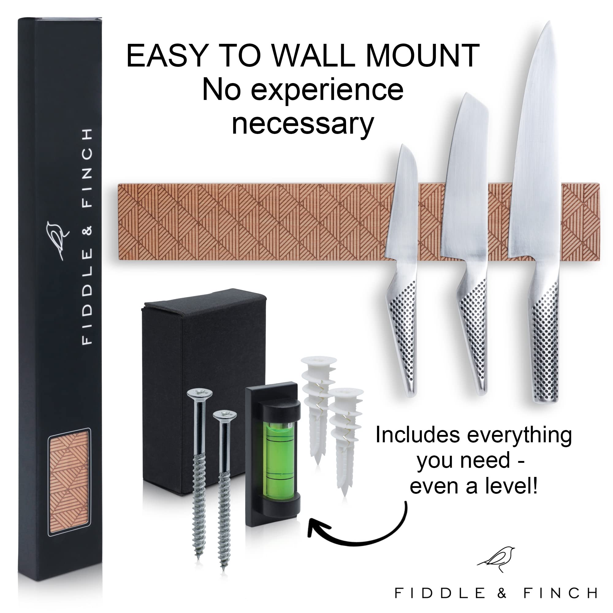 Magnetic Strip Knife Holder β Etched Wood Knife Rack or Bar with Hardware for Hanging & Wall Mounting. β Kitchen Utensil Organizer & Storage by Fiddle & Finch, 16 Inch. Diamond Daze