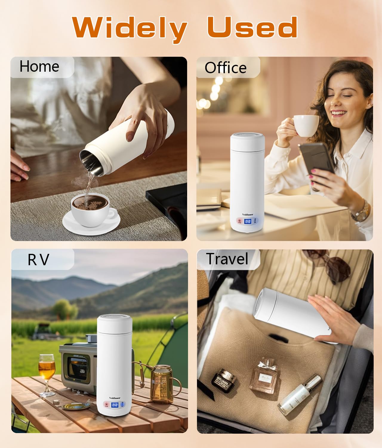 Portable Tea Kettle Electric Travel, 350ML mini tea kettle Water Heater with 4 Temperature Settings, Auto Shut-Off and Boil Dry Protection