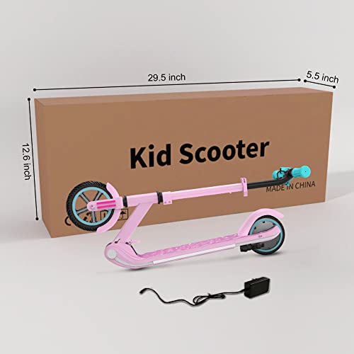 Qmwheel M2 Pro Kids Electric Scooter Smart LED Display, Adjustable Height,150W Motor 3-10mph Speed Limit, Colorful Deck Lights,Rear Foot Brake, Safety Electric Scooter for Kids Age 6-13.