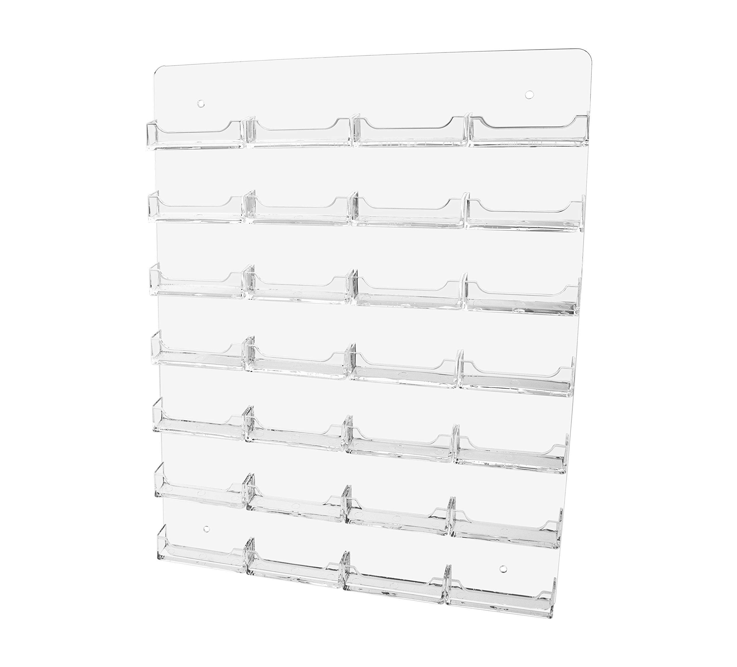 Marketing Holders Hanging Business Card Holder with Hardware for 3.5" x 2" Contact or Appointment Cards Clear Acrylic 28 Pocket Rack for Schools and Corporate Meeting Rooms
