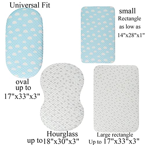 Minky Bassinet Sheet Set 2 Pack Stretch Fitted Cradle Sheets,Ultra Soft Thick Universal Fit Oval Rectangle Hourglass Pad/Mattress, for Baby Girls and Boys Dots Snowflake Blue Clouds
