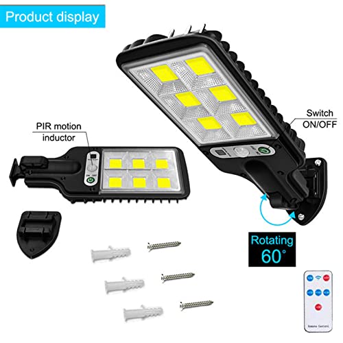 Solar Street Light, Ip65 Waterproof Outdoor Solar Powered Lights Dusk to Da-Wn with Motion Sensor Led Security Flo-Od Light for Parking Lot, Remote Control,Durable & Waterproof
