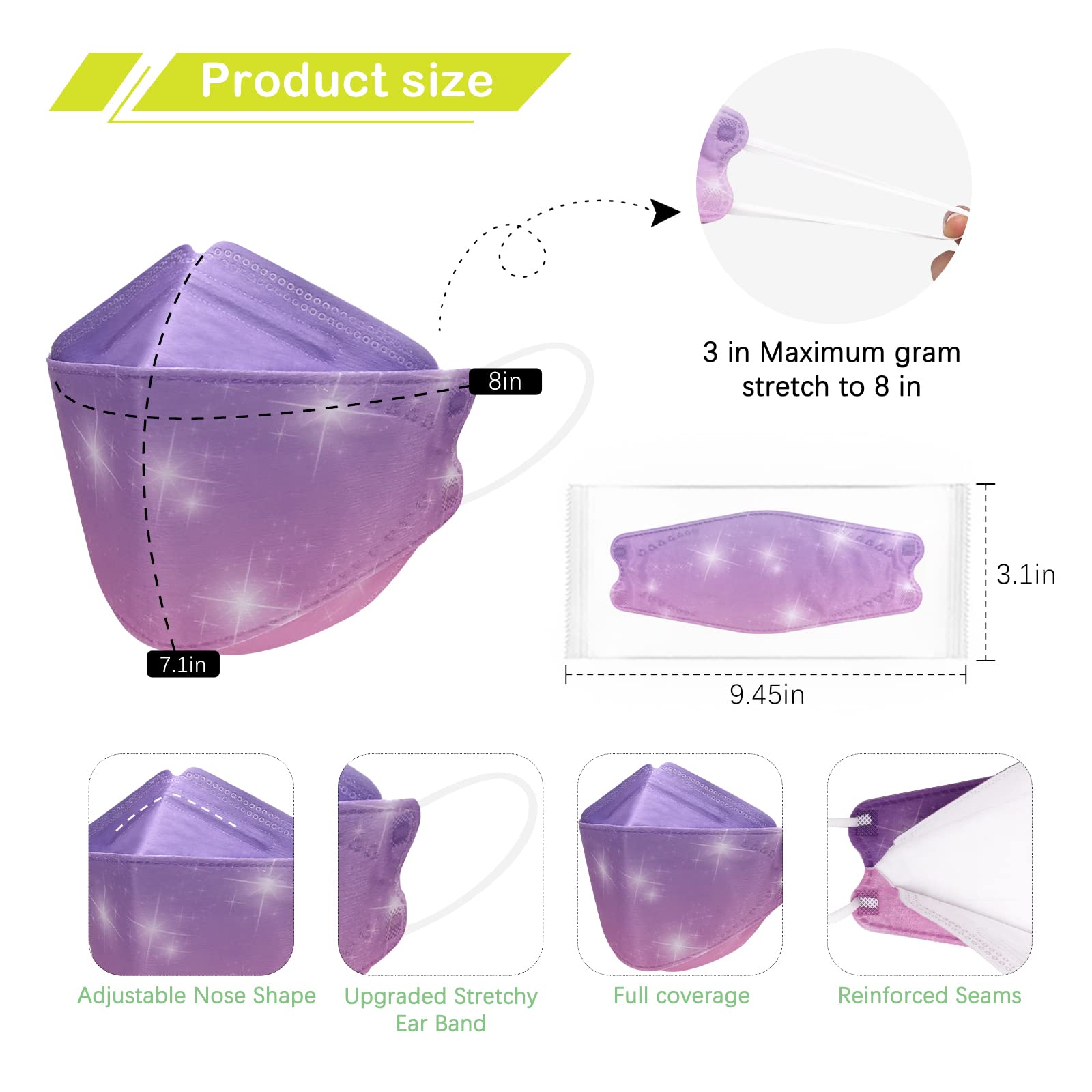 Monyus 60PCS Gradient Color Masks, 3D Disposable 4-Layer Face Masks For Adult Galaxy Design, Every Piece Individually Packaged