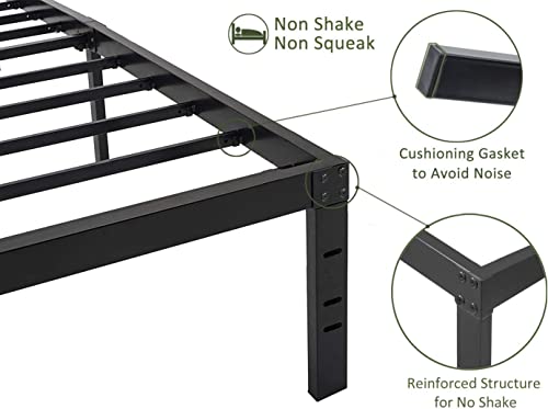Rottnen Twin Metal Platform Bed Frame, Heavy Duty Steel Slat/Easy Assembly/No Box Spring Needed,14 Inches High Bed Frame with Ample Storage, Sturdy and Noise-Free, Black