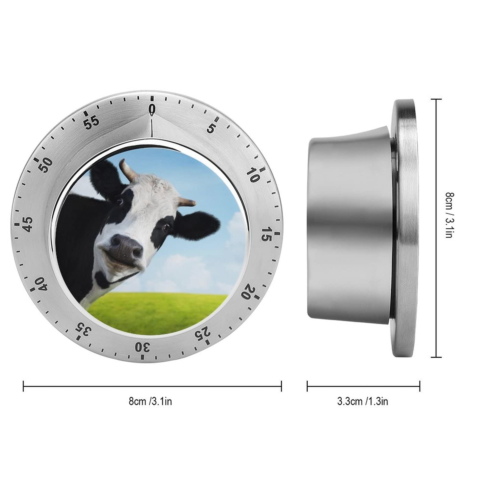 Kitchen Timer, Kitchen Timers for Cooking, Kitchen Timer Magnetic, Funny Cows Pattern Waterproof Time Timer Stainless Steel Multiuse for Home Baking Cooking Oven